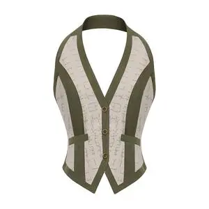 MAYAMU Golia Dark Vest With Grey Details - Green