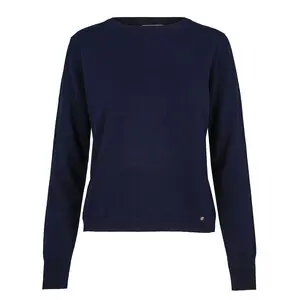 TIRILLM Sasha Basic Cashmere Pullover With Round Neck, Navy Blue