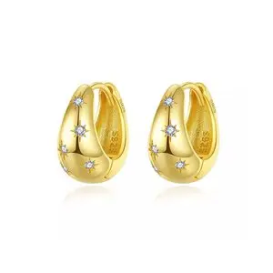 CHANEL JOAN ELKAYAM Crystal Embellished Hoop Earrings - Gold