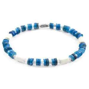 ANCHOR & CREW Maisie Silver & Freshwater Shell Skinny Bracelet - Blue