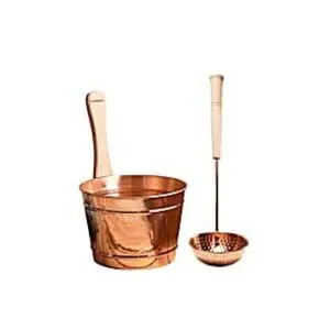 ANATOLIACRAFT Handmade Copper Sauna Bucket & Ladle Set - Gold