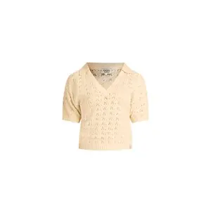 KNOWN SUPPLY Collared Sweater Top Amelia Pearl - White