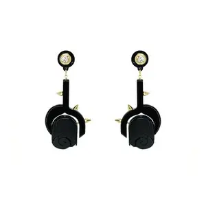 GISSA BICALHO Handmade Acrylic Earring Rose Pendant - Black