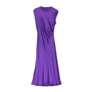 TANTRA SPAIN SL Satin Maxi Draped Effect Dress - Purple