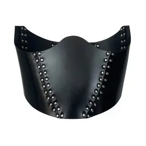 HAUTE CUIR Studded Underbust Leather Corset - Black