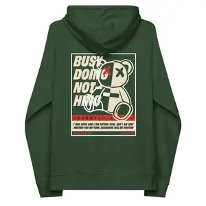 ANCHOR & CREW Organic Cotton Hoodie With Patchwork Bear Graphic - Green