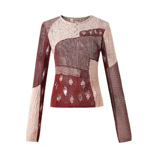 FULLY FASHIONING Brown / Red Razel Pullover - Brown/red