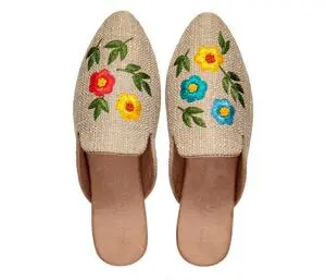 Fuchsia Shoes Embroidered Mules Clogs For Women