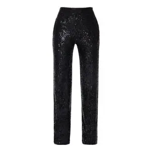 AGGI BY HALEWSKI Olympe Obsidian Sequin Transparent Pants - Black