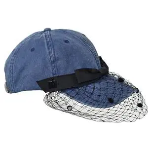 MISA HARADA MILLINERY Gigi Veiled Baseball Cap In Washed Denim - Blue