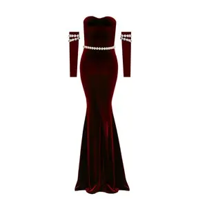 NUR KARAATA Eternal Pearl Dress - Red