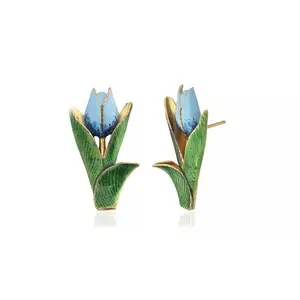 MILOU JEWELRY Tulip Flower Earrings - Blue