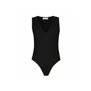 CIRCULAR PATH V Neck Bodysuit - Black