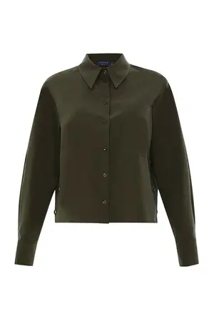 EXQUISE Snap Button Shirt – Khaki