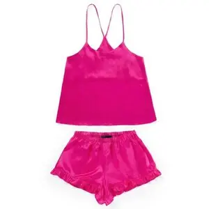 FAVETTE The Atelier Silk Camisole Set In Vibrant Fuchsia - Pink