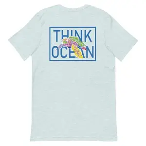 ANCHOR & CREW Ice Think Ocean Turtle Fluorescence Cotton Embroidered T-shirt - Blue