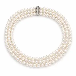 PEARL CODE Pearl Choker – Three Row Bridal Necklace - White