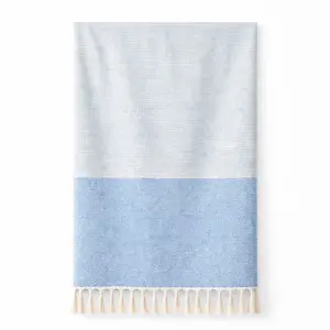 NUVV COLLECTION Blue / White Blue Jacquard Peshtemal Towel - Blue/white