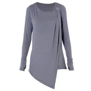 METAMORPHOZA Grey / Black Asymmetric Long Sleeve Top In Gray - Grey/black