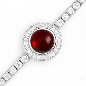 MAISON DE GALA Red / Silver Sapphire Halo Bracelet - Red/silver