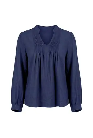 FRANCHETTI BOND Lola Timeless Navy Linen Mix Shirt - Blue