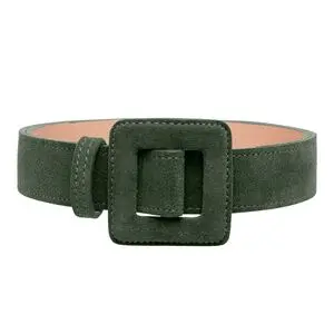 BELTBE Suede Mini Square Buckle Belt Army - Green