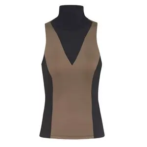 BENNU Mock Neck Top, & Dark Olive - Black