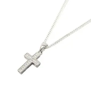 HARFI Cubic Zirconia Meaningful Cross Pendant Necklace - Silver