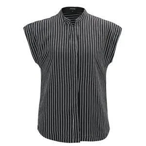SMART AND JOY Bi-material Striped Shirt - Black