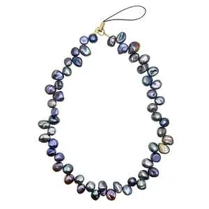 FARRA Petal Shaped Purple Freshwater Pearls Phone Strap - Black