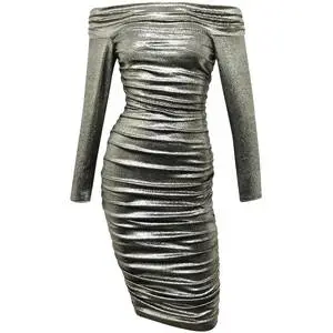 ME & THEE Meet Your Maker Metallic Ruche Dress - Gold