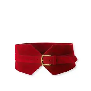 JUAN-JO Suede Wide Buckle Belt - Red
