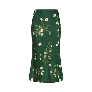 URBAN TOUCH Floral Print Satin Midi Skirt