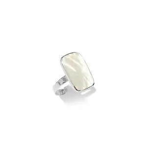 FV JEWELLERY La Stèle Mother Of Pearl Rectangle Ring - White