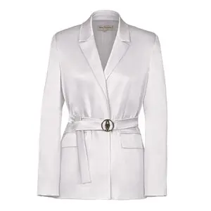 ANSE VICTORIN Claire Silk Cotton Blazer Pearl