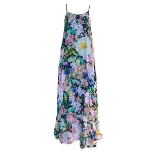 INTROVERTIE VIENNA Madeira Viscose Lurex A-line Maxi Dress Secret Garden - Black