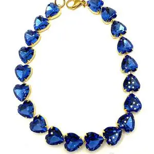 ACHALA HANDCRAFTED Sapphire Crystal Heart Shaped Necklace - Blue