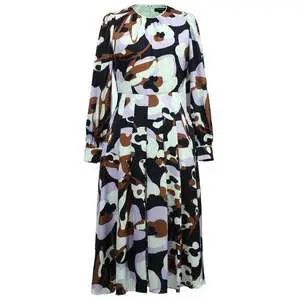 SMART AND JOY Macro Abstract Print Round Neck Dress Navy - Blue