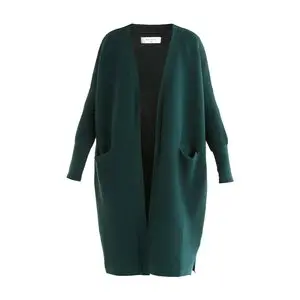PAISIE Longline Ribbed Cardigan In Dark