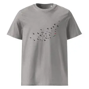 ANCHOR & CREW Organic Cotton T-shirt With Printed Birds Motif - Grey