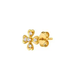 SPERO LONDON Fine 14k Solid Diamond Clover Single Earring - Gold