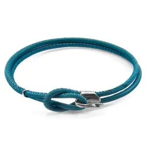 ANCHOR & CREW Blue / Silver Ocean Blue Orla Silver & Nappa Leather Bracelet - Blue/silver