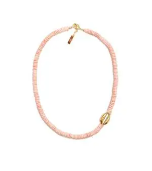 ADRIANA PAPPAS DESIGNS Heishi Mini Gold Shell Choker Pink - Pink/yellow