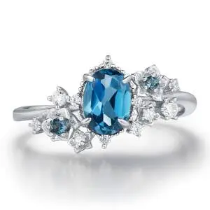 AZURA JEWELRY NEW YORK Midnight Veil London Blue Topaz Ring White Gold Vermeil - Silver