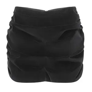 SEROTONINN Velvet Draped Mini Skort - Black