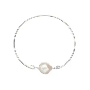 LILY & ROO Sterling Baroque Pearl Bangle - Silver