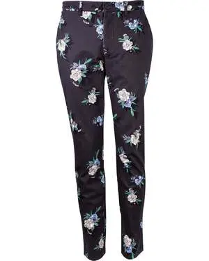LORDS OF HARLECH Jack Oxford Floral Print Chinos - Black