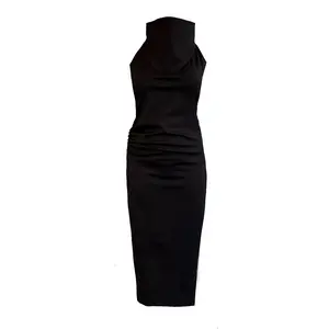 MIRIMALIST Open Back Midi Dress - Black