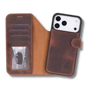 LEATHERE Leather Iphone Onyedi Pro Wallet Case – Austin - Brown
