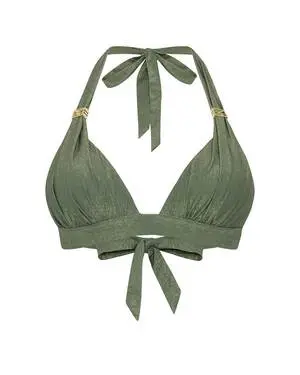 LEYLA MAYA Annie Halter-neck Bikini Top Olive - Green